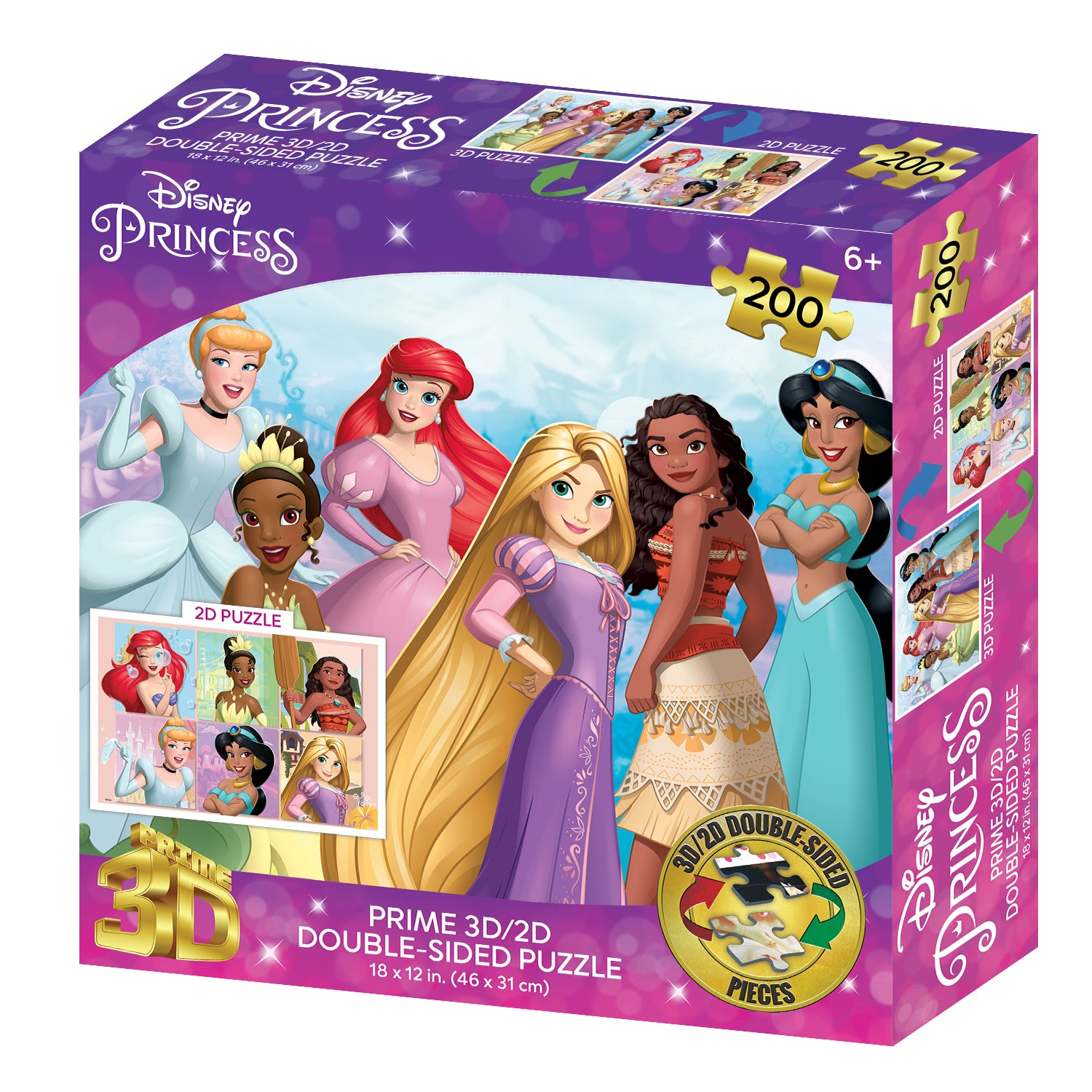 Prime 3D/2D Disney Princess 200 Piece Double-Sided Puzzle – John Adams